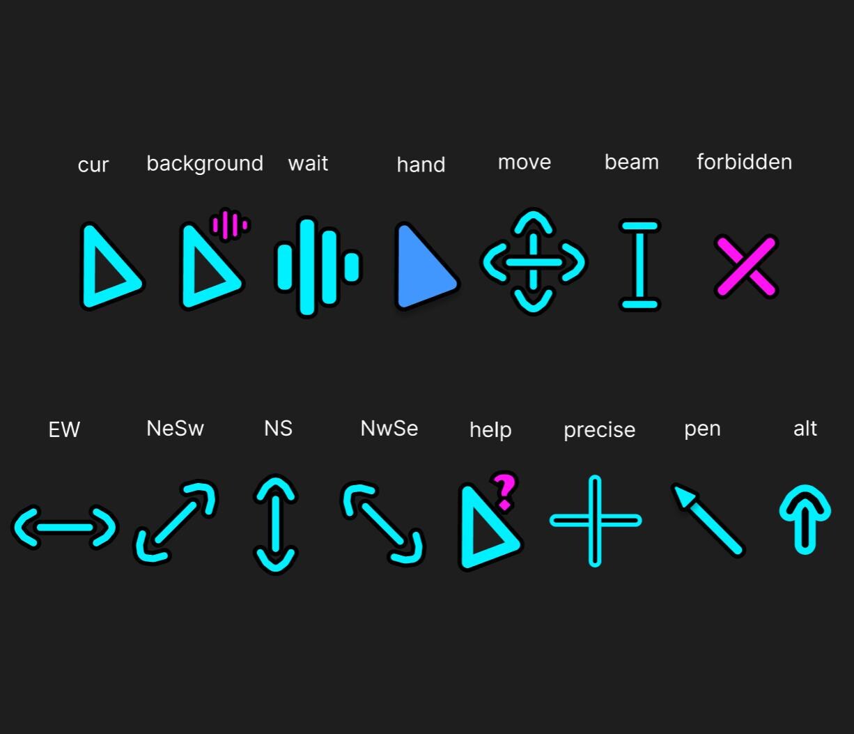 Neon Mouse Cursors – fromDiana
